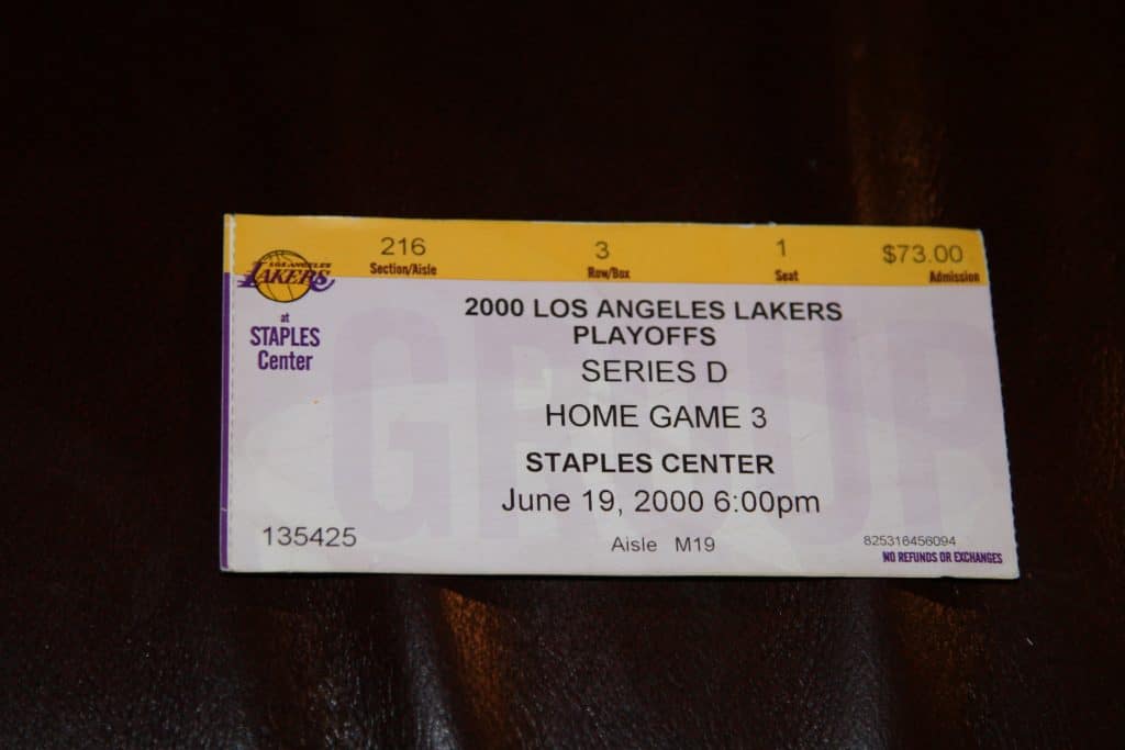LAKERS 2000 GAME 3 PLAYOFF TICKET - Ace Rare Collectibles
